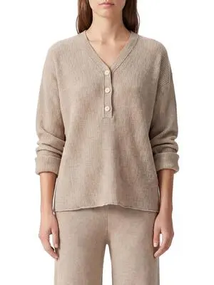 ATOMO FACTORY Atomo Factory Linen Blend V-Neck Jumper With Three-Button Closure