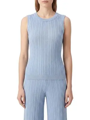 ATOMO FACTORY Viscose Blend Off-shoulder Crew Neck Top - Sky