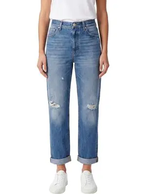 DONDUP Dondup Mid-Rise Straight Jeans With Distressed Detailing And Turn-Up Hems