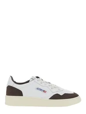 AUTRY Medalist Low Two-tone Calfskin And Suede Trainers - Dark