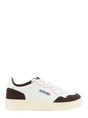 AUTRY Medalist Low Two-tone Calfskin And Suede Trainers - White 1