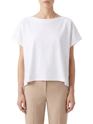 Liviana Conti Pure Cotton Dropped Shoulder T-shirt - White