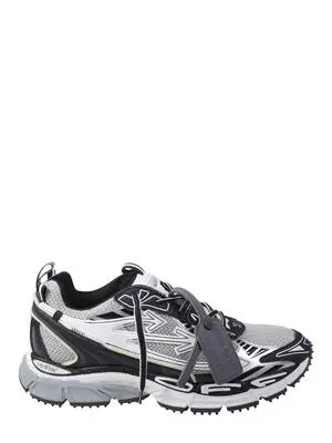 Off-White Bicolour Mesh Trainers With Notched Sole - Grey