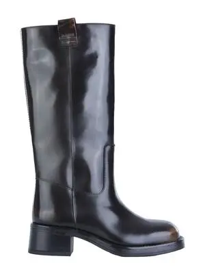 ALOHAS Leather Knee-high Boots With Square Toe And Low Heel - Brown