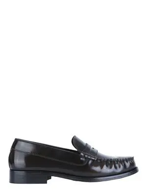 ALOHAS Rivet Brushed Leather Loafers With Strap - Coffee