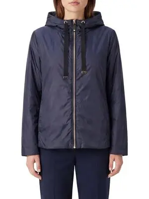 Max Mara Hooded Short Technical Fabric Windbreaker - Blue