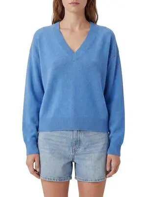 ANINE BING Pure Cashmere V-neck Jumper - Blue