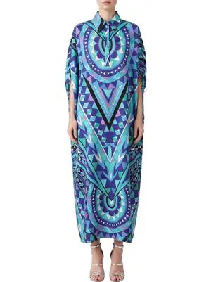 EMILIO PUCCI Pucci Geometric Print Silk Midi Dress