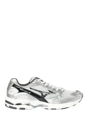 Mizuno Wave Rider Low-top Mesh Sneakers With Serrated Rubber Sole - Silver