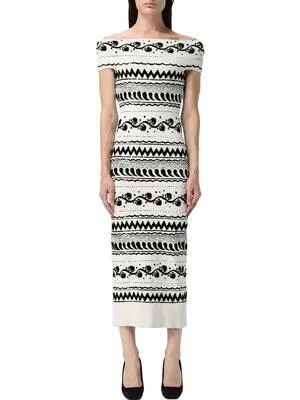 Alberta Ferretti Off-the-shoulder Midi Dress With Ethnic Pattern - Multicolor