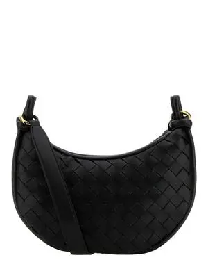 Bottega Veneta Gemelli Intrecciato Lambskin Crossbody Bag - Black