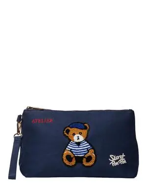 SECRET PON-PON Clutch Bag - Navy
