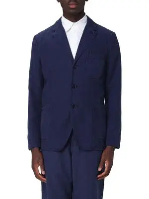 Aspesi Single-breasted Cotton Blazer With Lapel Collar And Patch Pockets - Blue