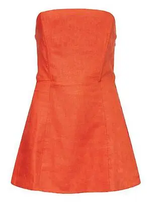 REFORMATION Aurina Strapless Linen Top - Chili Mango