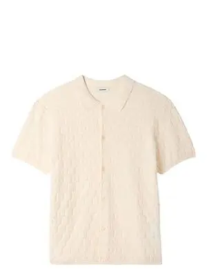 Sandro Terry Short-sleeve Knitted Cardigan - Ecru
