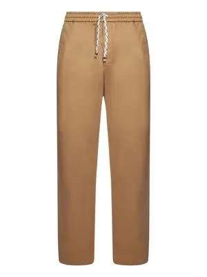 Gucci Logo Print Drawstring Pants - Tan
