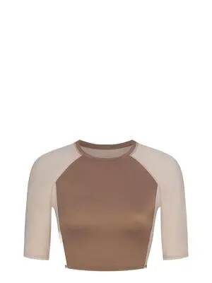 NIKESKIMS Shine Padded Half-sleeve Crop Top - Tan