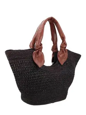 Hereu Mini Raffia And Lambskin Shoulder Bag - Brown