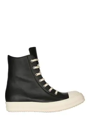 Rick Owens Elevated Front Lace-up Sneakers With Zip Detail - Nero