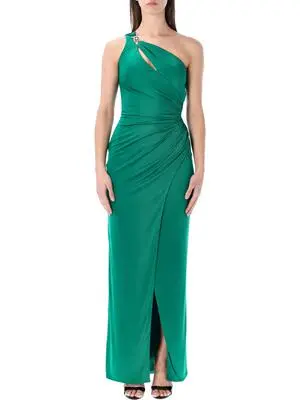 Versace One-shoulder Draped Gown - Emerald