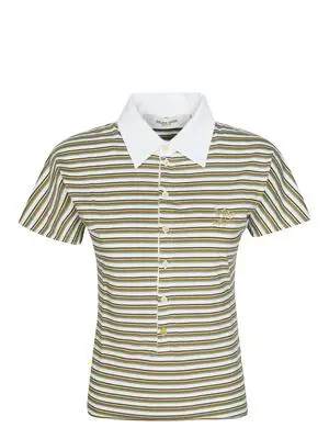 GOLDEN GOOSE Striped Cotton Polo Shirt - Multicolor