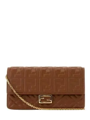 Fendi Mini Embossed Ff Motif Bag - Marrone