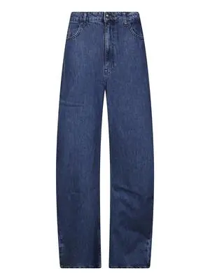 ROTATE BY BIRGER CHRISTENSEN Draped Barrel Leg Jeans - Blu