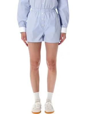SPORTY & RICH Sporty & Rich Mini Cotton Shorts With Button Detail