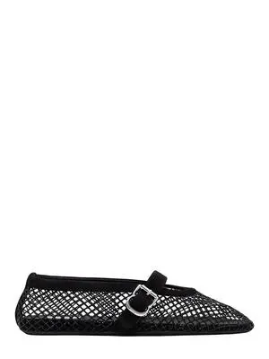 Alaïa Fishnet Ballet Flats With Buckle Detail - Noir