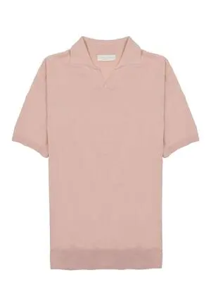 LUIGI GENTILE Knit Short Sleeve Polo Shirt - Pink