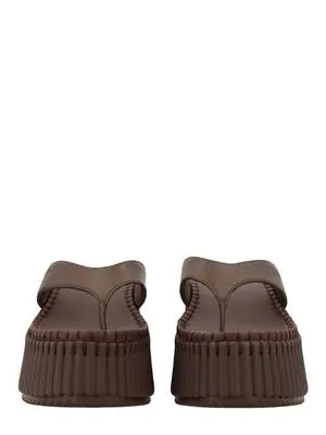 Chloé Leather Platform Thong Sandals - Brown