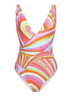 Emilio Pucci Printed V-neck Mini Dress - Multicolor