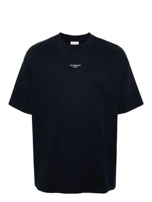 Drole De Monsieur Slogan Printed Short Sleeve T-shirt Size - Blu