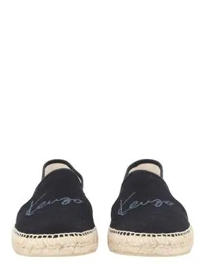 Kenzo Embroidered Canvas Espadrille Slip-on Sneakers - Black