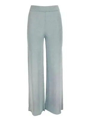 KANGRA Knitted Lurex Palazzo Pants - Blue