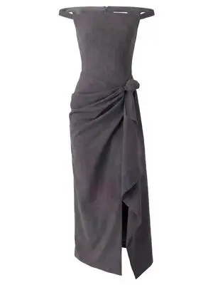 Monse Off-shoulder Draped Dress - Grey