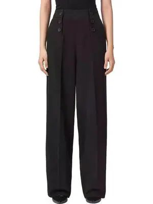 ALLSAINTS Raina Wide-leg Trousers With Button Detail - Black