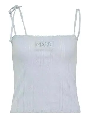 Mardi Mercredi Eyelet Ribbon Detail Top - Blue