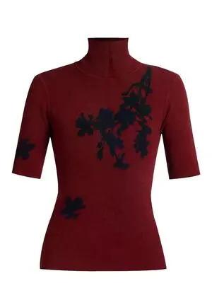 Erdem Jacquard Floral Motif Knit Top - Red