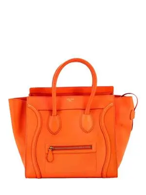 Celine Luggage Smooth Leather Mini Tote Bag - Orange