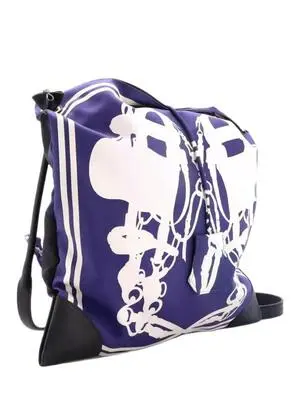 Hermès Silky City Bag Pm Printed Silk And Leather Crossbody Bag - Blue
