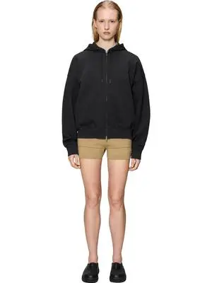 Rains Classic Zip Hoodie With Graphic Detail - Black