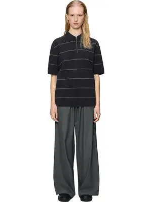 Rains Striped Knit Polo - Black
