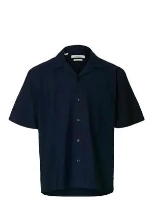 SELECTED Short-sleeve Camp-collar Shirt - Blue