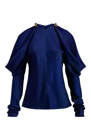 Silvia Tcherassi Kina Cold-shoulder Blouse With Hardware Detail - Blue