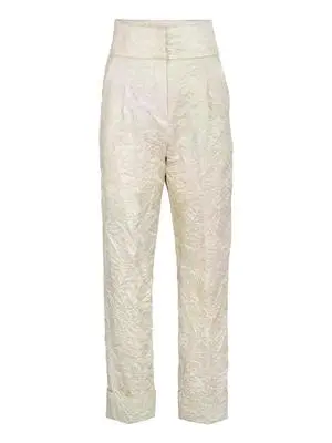 Silvia Tcherassi Off- Crinkled Cropped Trousers - White