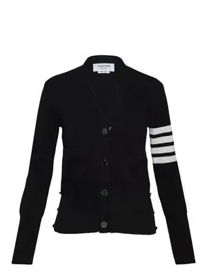 Thom Browne 4-bar Milano-stitch V-neck Cardigan - Black