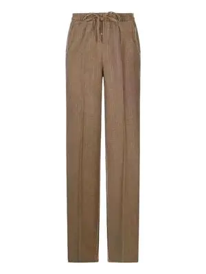 Kiton Pinstripe Drawstring Trousers - Brown