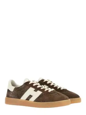 Hogan Textured Logo Patch Lace-up Sneakers - Brown