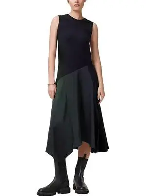 ALLSAINTS Pia Asymmetric Ribbed-knit Dress - Black